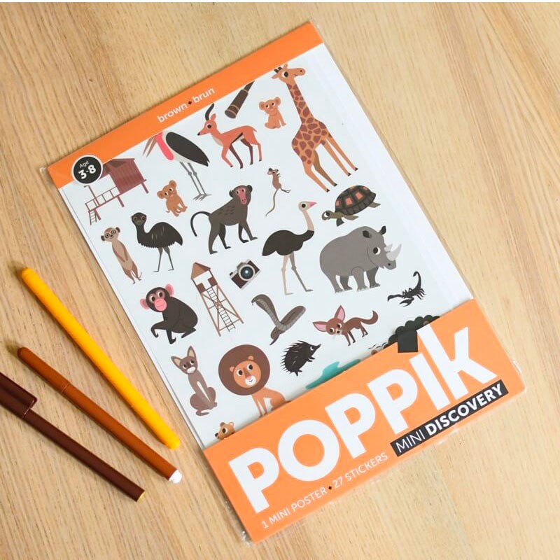 Mini Poster Poppik + 27 gommettes Savane - 3-8 ans
